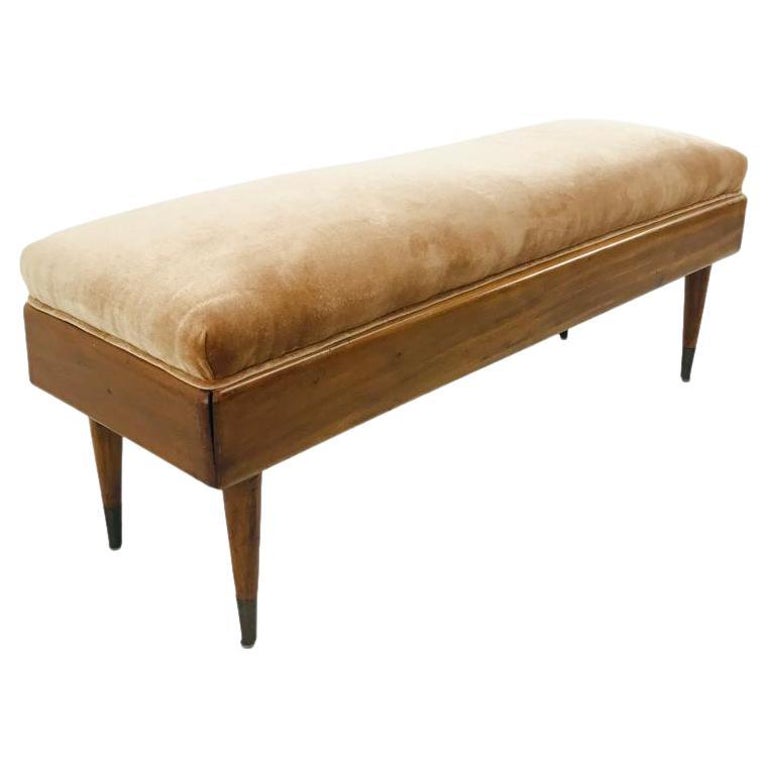 Mid-Century Modern Silk Velvet Bench at 1stDibs