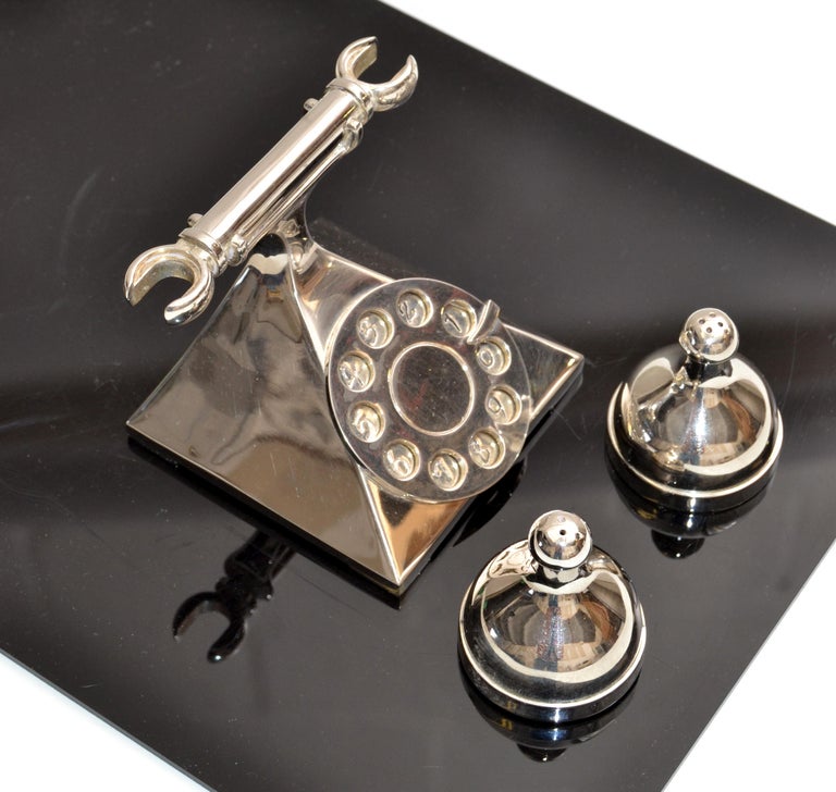 Mid-Century Modern Silver Antique Telephone Salt and Pepper Shaker For ...