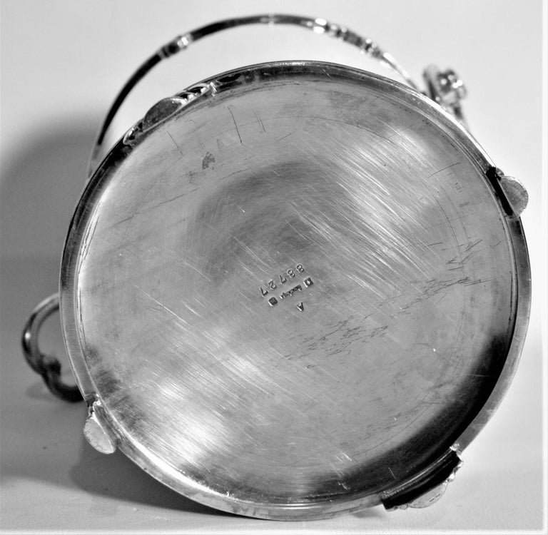 Mid-Century Modern Silver Plated Footed Ice Bucket with Banded Ribbon ...