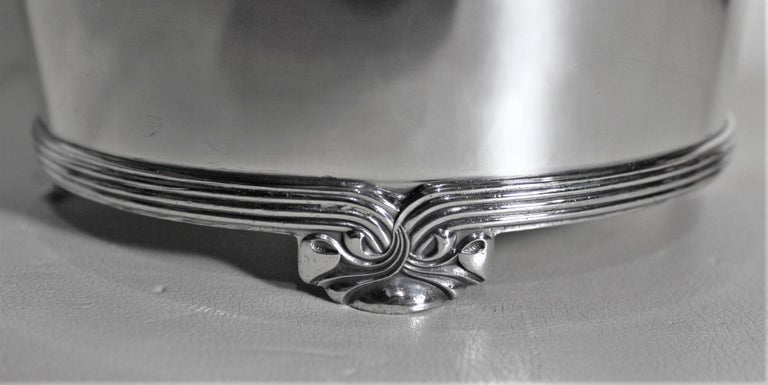Mid-Century Modern Silver Plated Footed Ice Bucket with Banded Ribbon ...