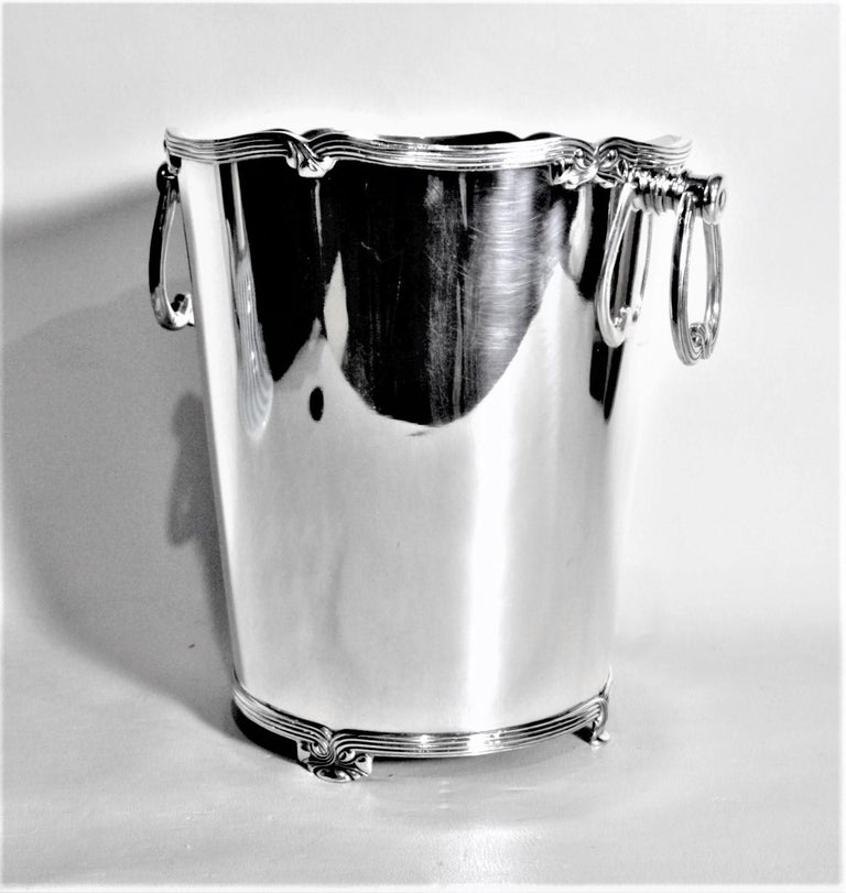 Mid-Century Modern Silver Plated Footed Ice Bucket with Banded Ribbon ...