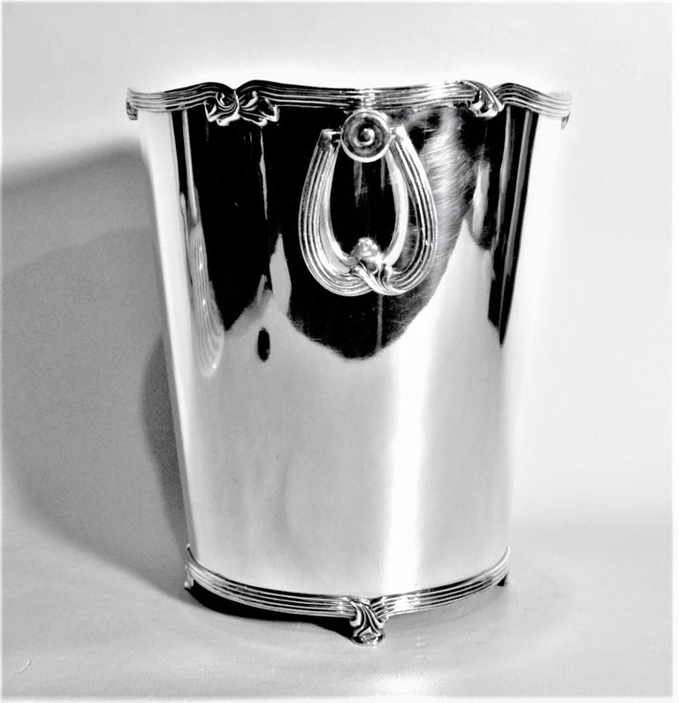 Mid-Century Modern Silver Plated Footed Ice Bucket with Banded Ribbon ...