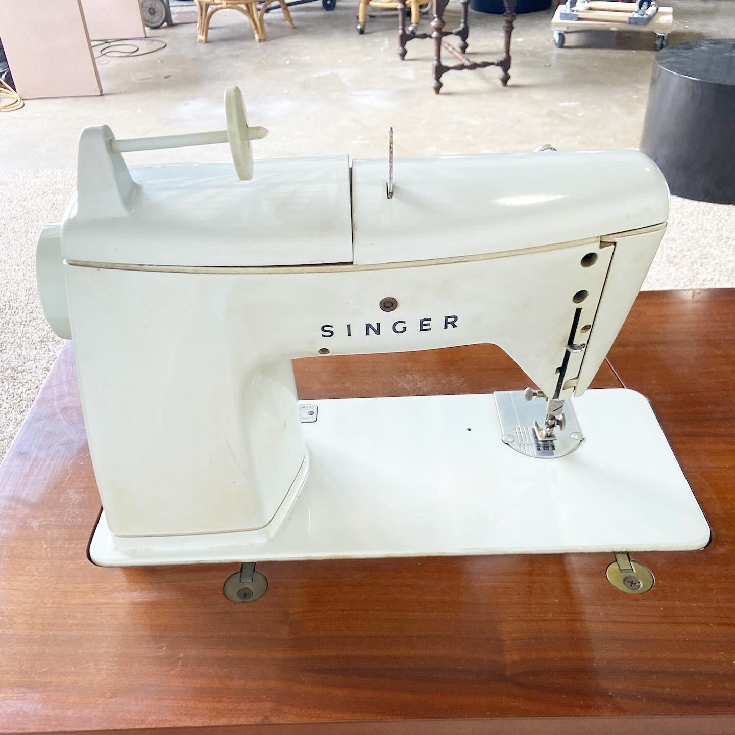 Mid Century Modern Singer Sewing Machine Work Bench For Sale at 1stDibs