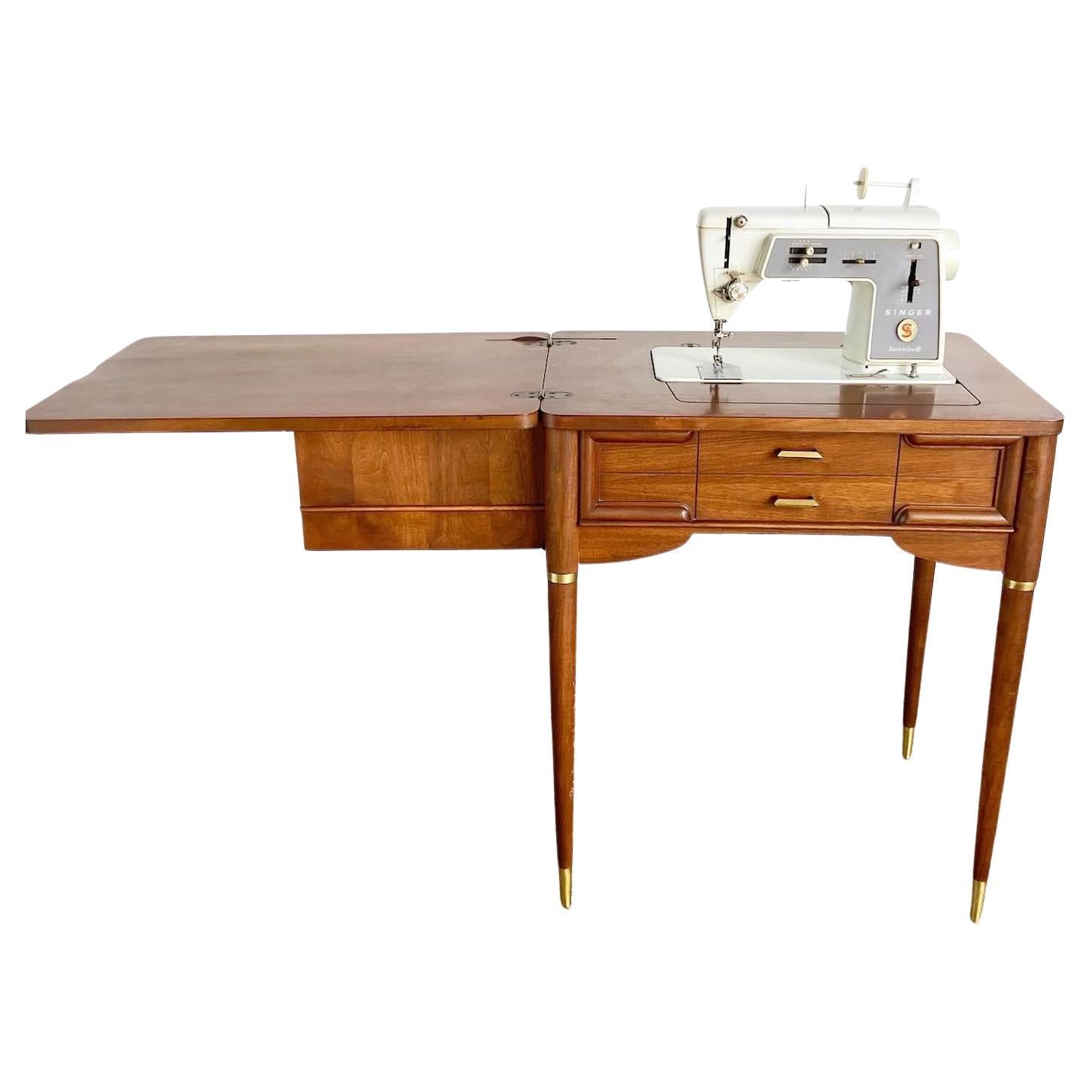 Mid Century Modern Singer Sewing Machine Work Bench For Sale at 1stDibs