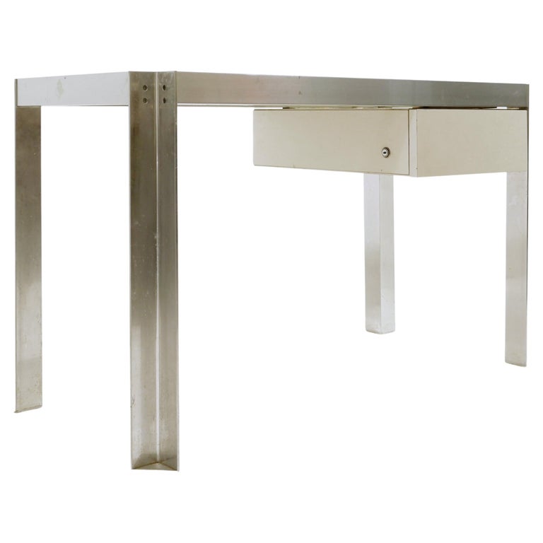 Mid-Century Modern Single Drawer Nickel Chromed Steel and Aluminium ...