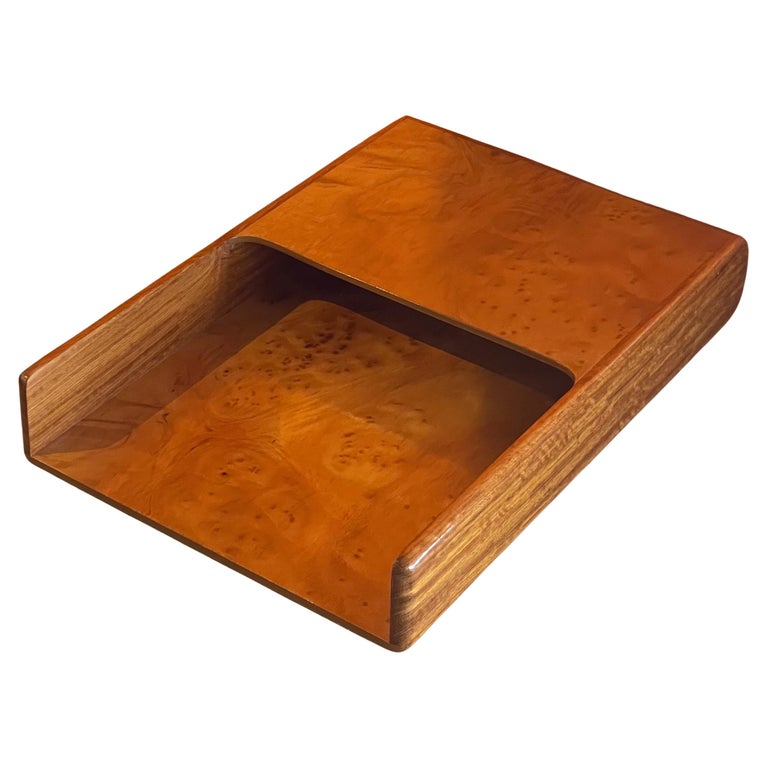 Mid-Century Modern Single Letter Tray in Burlwwod For Sale at 1stDibs