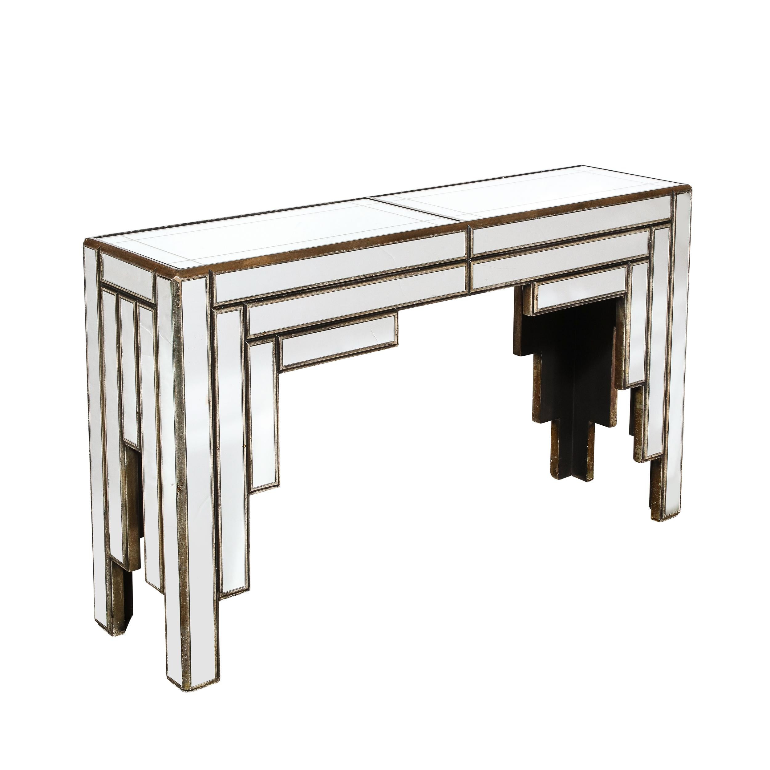 Mid-Century Modern Skyscraper Style Mirrored Console / Sofa Table by ...