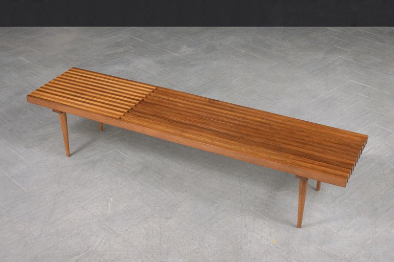 Mid-Century Modern Slat Bench For Sale at 1stDibs