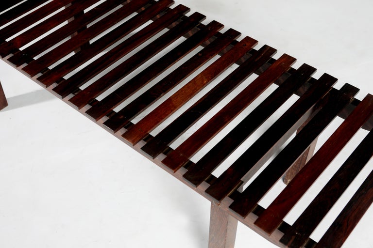 Mid-Century Modern Slatted Bench, Brazil, 1960s For Sale at 1stDibs