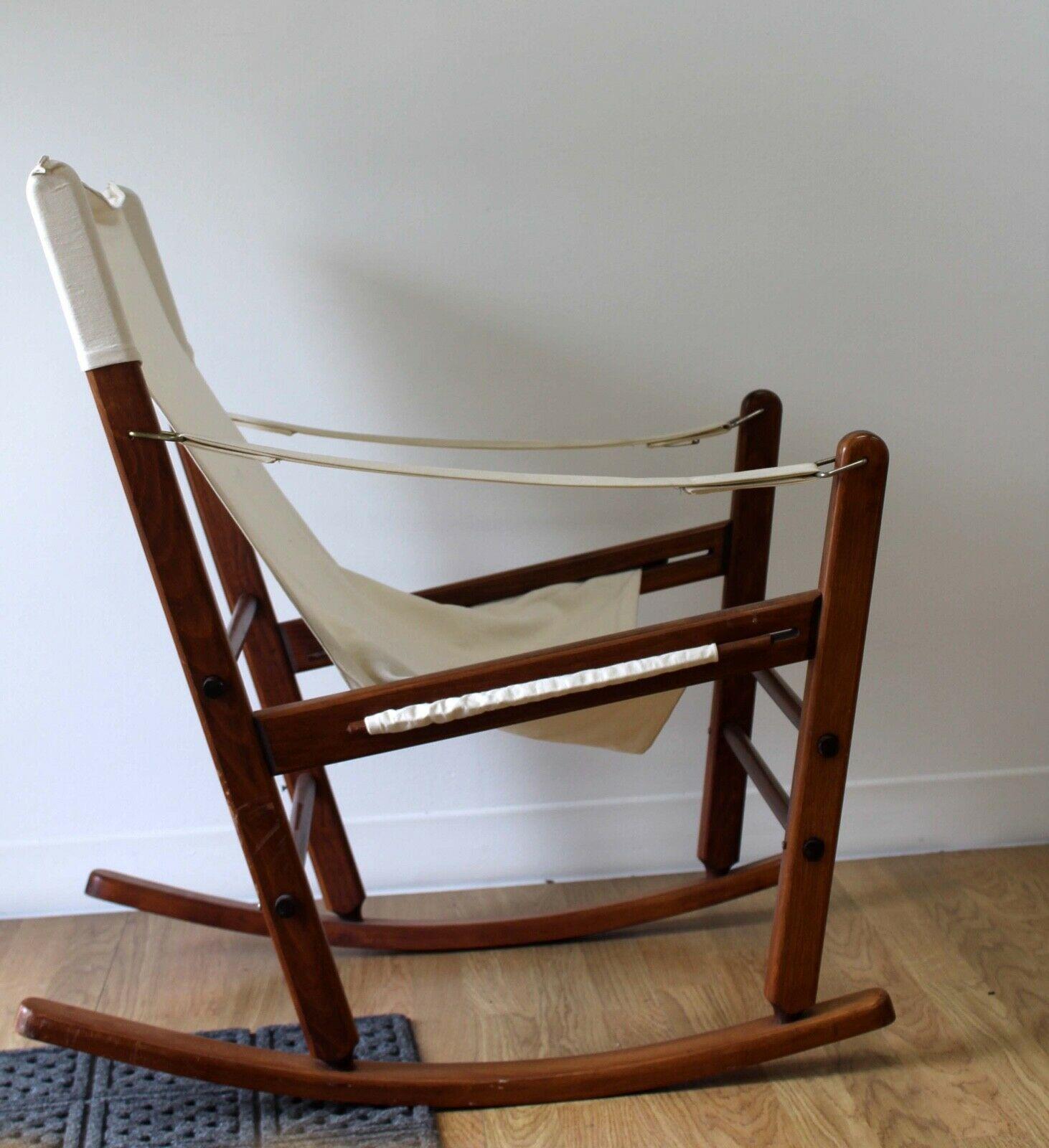 Mid-Century Modern Sling Rocking Chair at 1stDibs