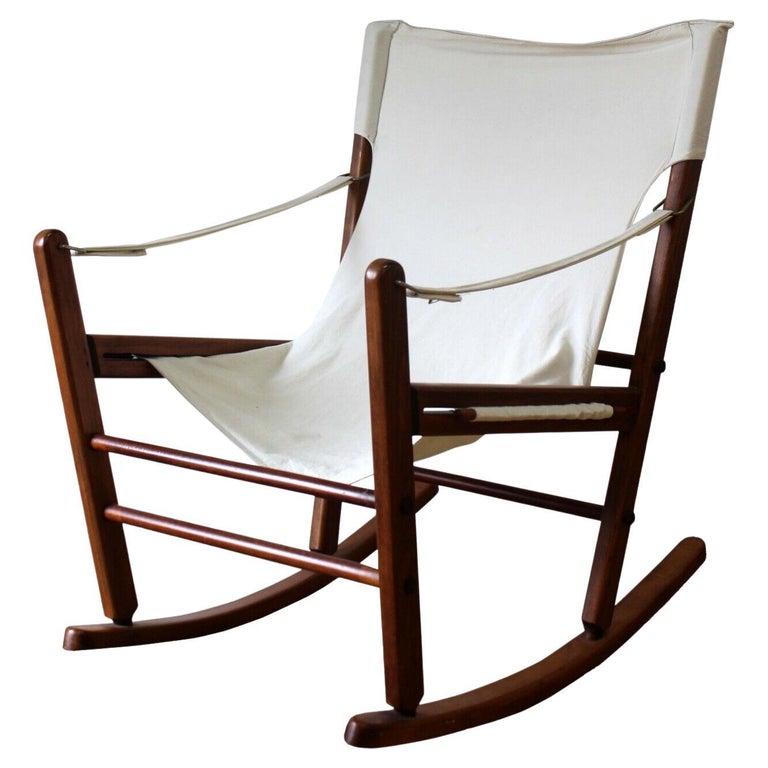 Mid-Century Modern Sling Rocking Chair at 1stDibs