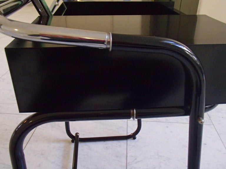 Mid-Century Modern Small Black Dressing Table or Desk with 2 Drawers ...