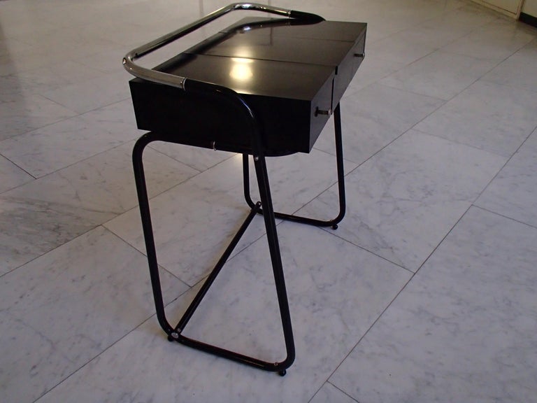 Mid-Century Modern Small Black Dressing Table or Desk with 2 Drawers ...