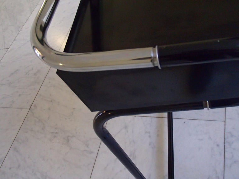 Mid-Century Modern Small Black Dressing Table or Desk with 2 Drawers ...