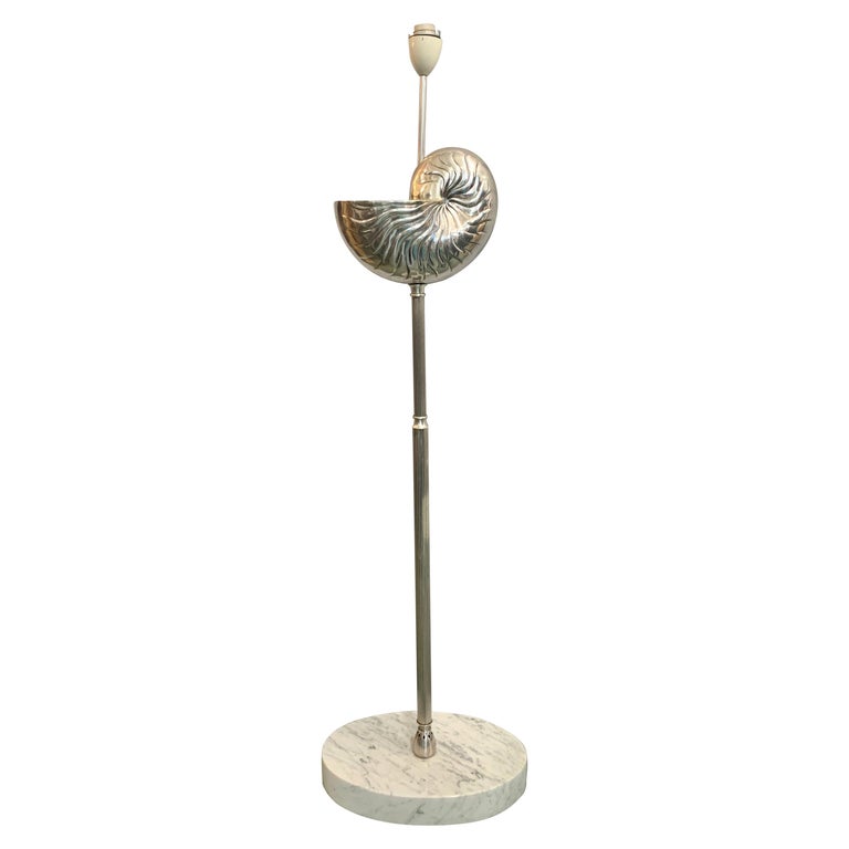 Mid-Century Modern Snail Shell Silver Floor Lamp with Marble Base For ...
