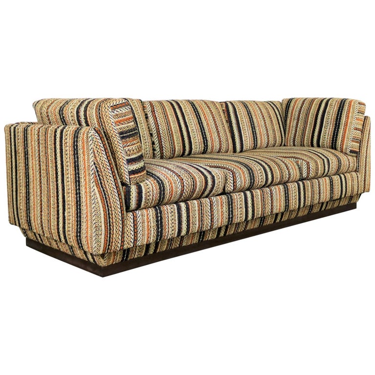 Mid-Century Modern Sofa Tuxedo Striped Platform Lee Harvey Original by ...