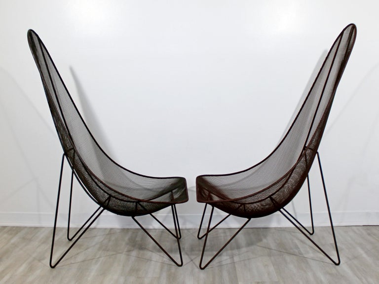 Mid-Century Modern Sol Bloom Pair of Black Iron Scoop Outdoor Patio ...