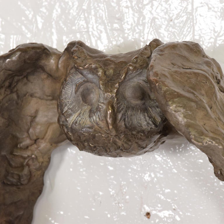 Mid-Century Modern Solid Bronze Owl Sculpture, Abstract For Sale at 1stDibs