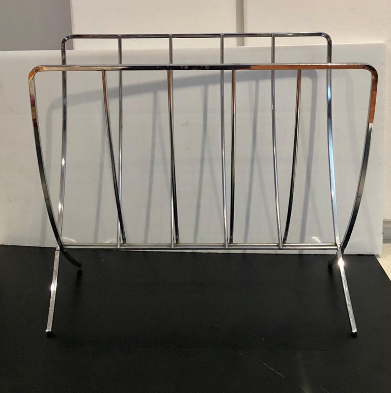 Mid-Century Modern Solid Chrome Folding Magazine Rack at 1stDibs ...