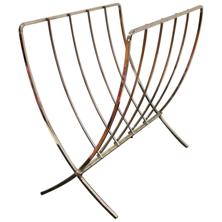 Mid-Century Modern Solid Chrome Folding Magazine Rack at 1stDibs ...