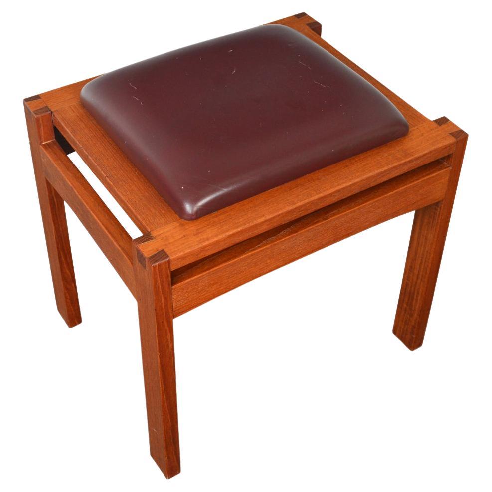 France and Søn Stool in Leather and Teak For Sale at 1stDibs