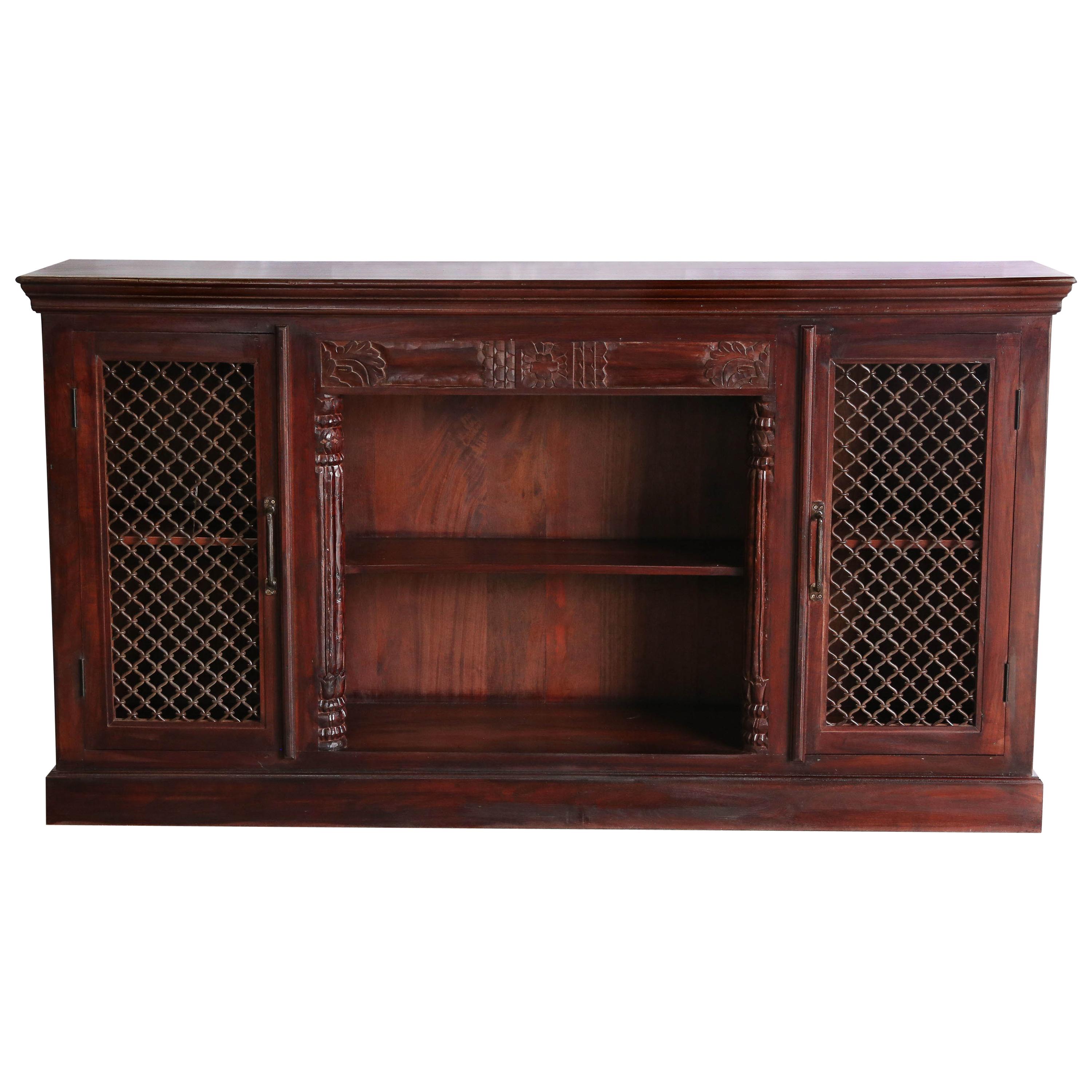 Mid-Century Modern Solid Teak Wood Credenza with Two Covered Shelves ...