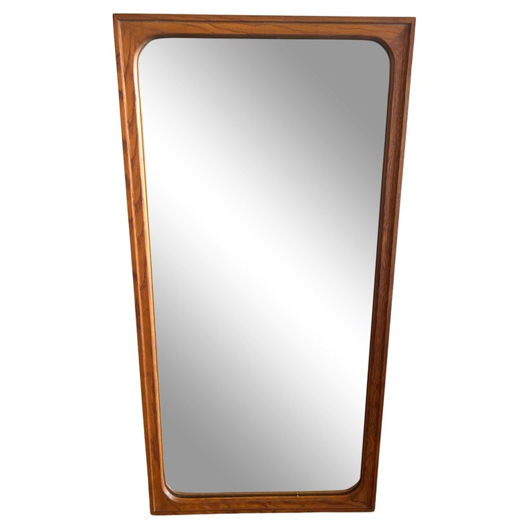 Mid-Century Modern Solid Walnut Framed Wall Mirror with curved details ...
