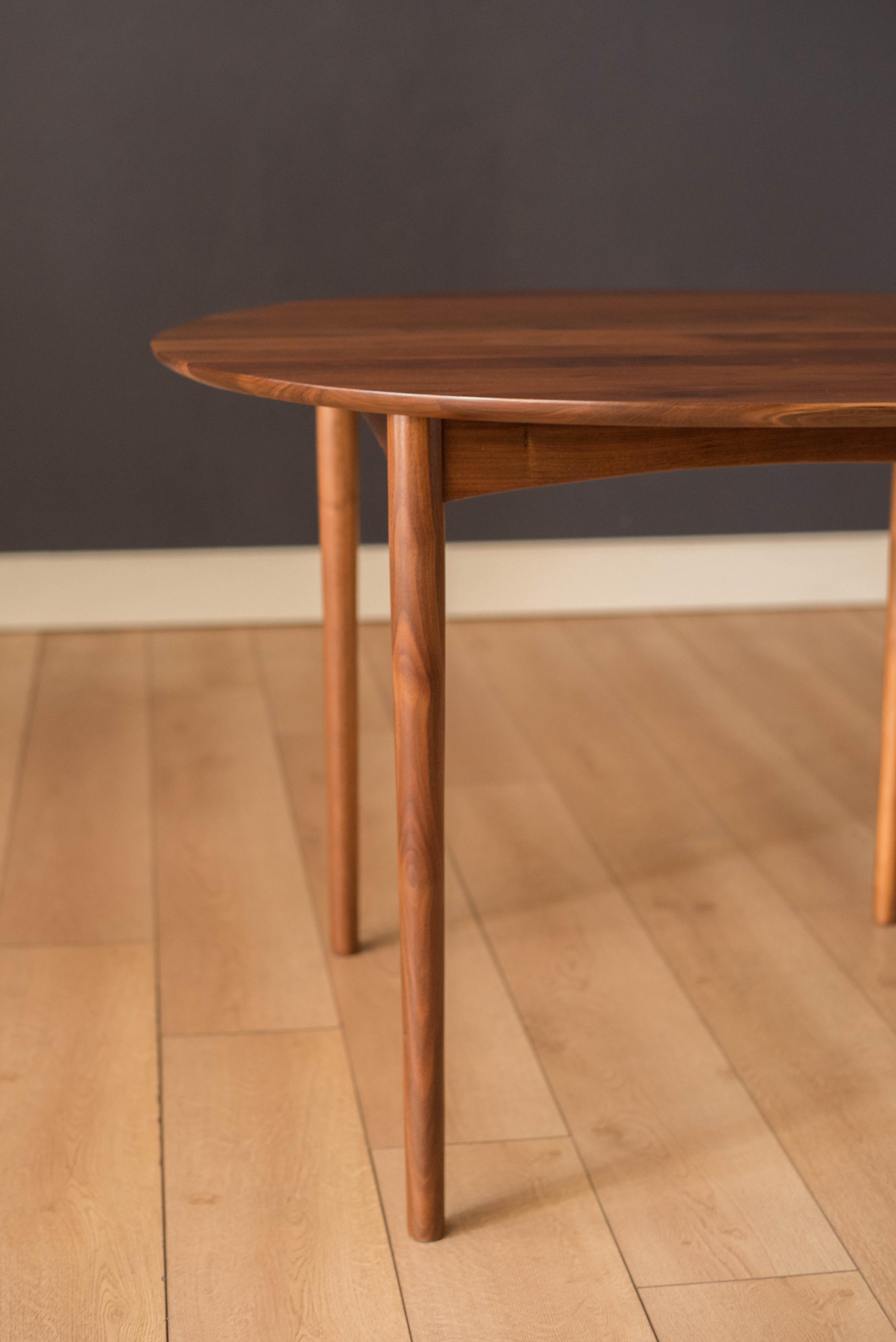 Mid-Century Modern Solid Walnut Round Extension Dining Table at 1stDibs