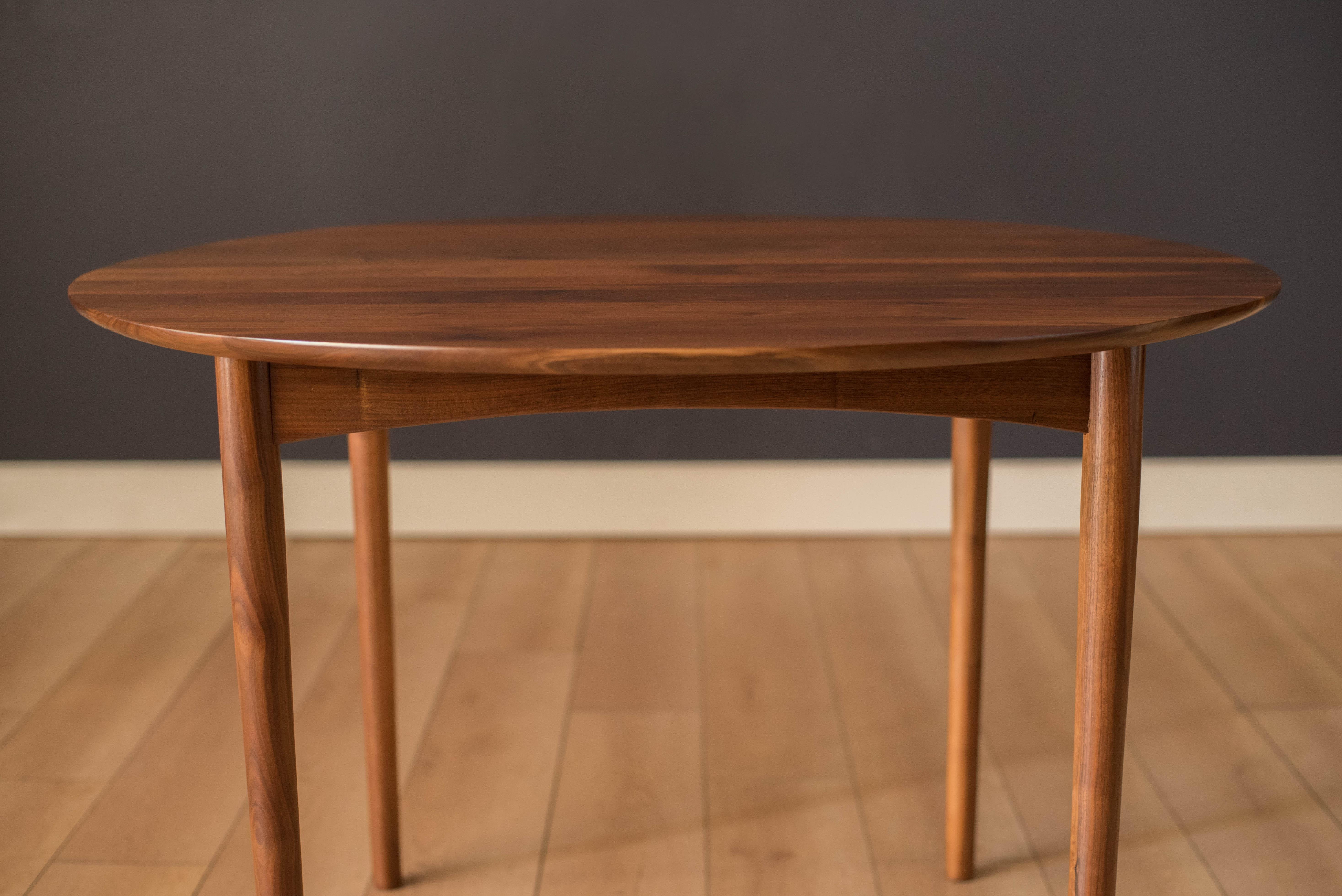 Mid-Century Modern Solid Walnut Round Extension Dining Table at 1stDibs