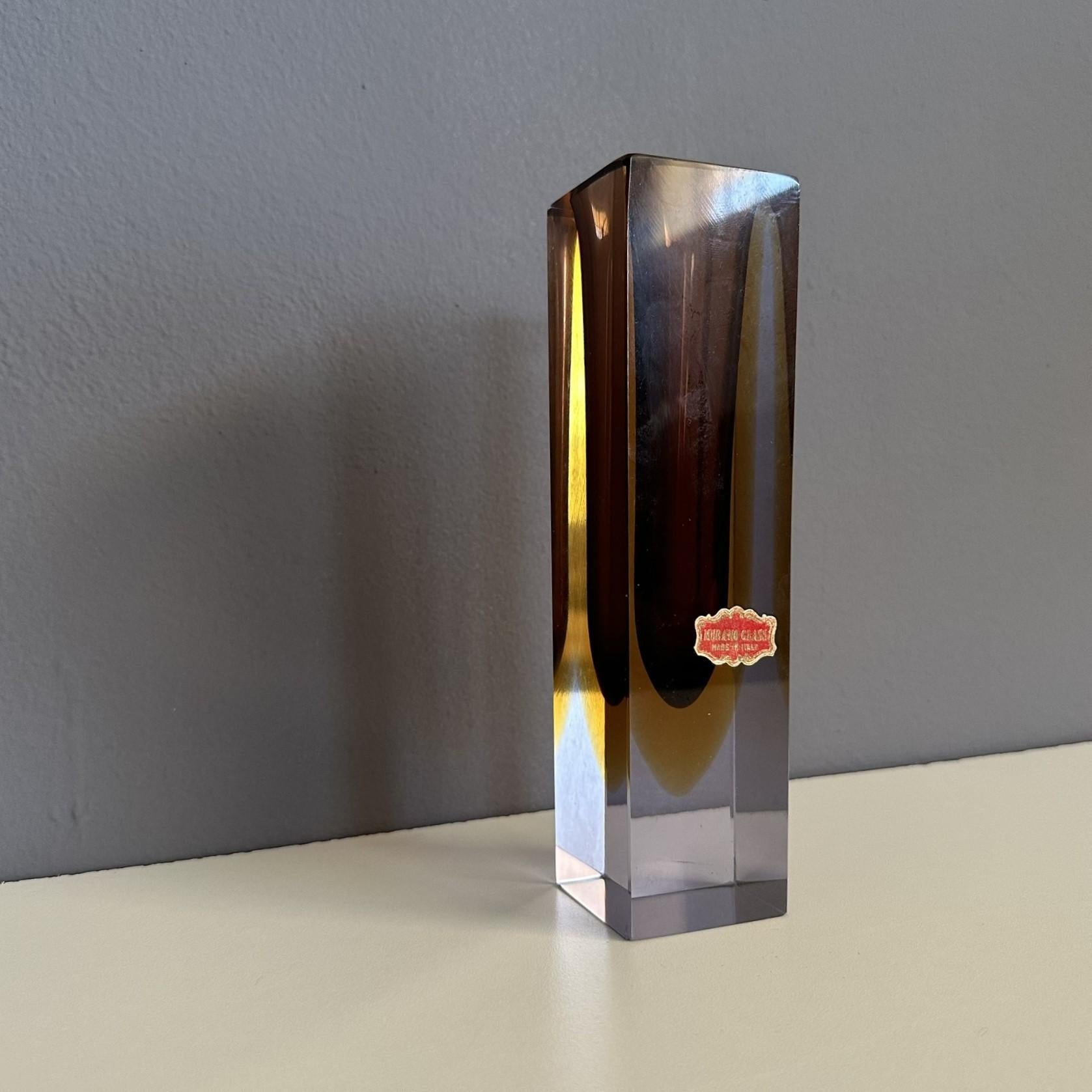 Mid-Century Modern Sommerso Vase in Murano glass from the 1960s brown ...