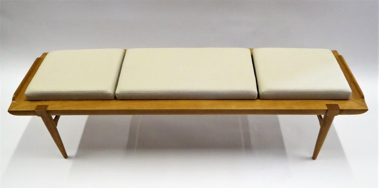 Mid-Century Modern Sophisticates Bench in Walnut and Linen by Tomlinson ...