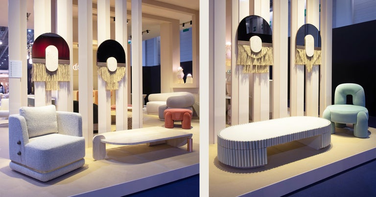 DOOQ Mid-Century Modern Souk Ecru Cream Mirror For Sale at 1stDibs