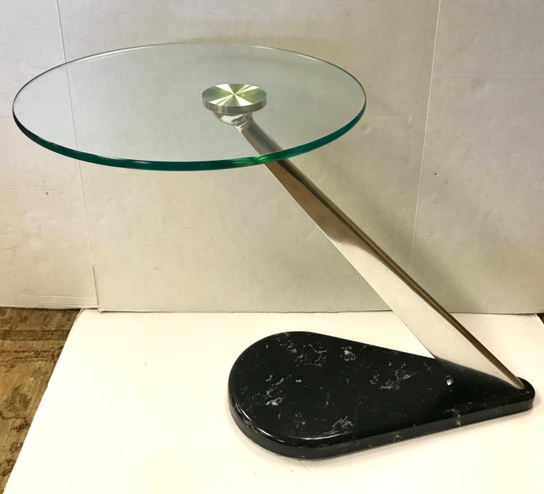 Mid-Century Modern Space Age Atomic Glass, Chrome and Marble End Table ...