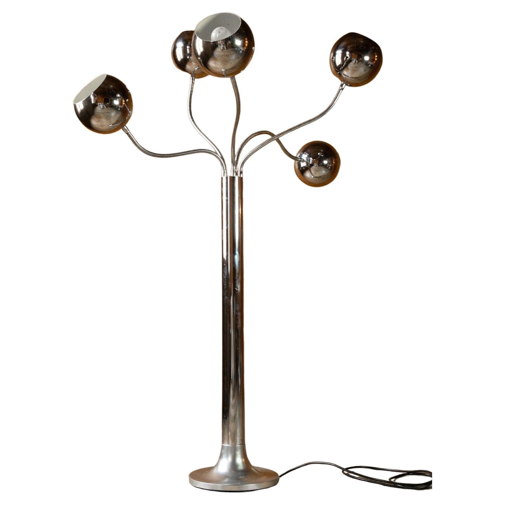 mid century Clover 70s Chrome Lamps after Reggiani at 1stDibs