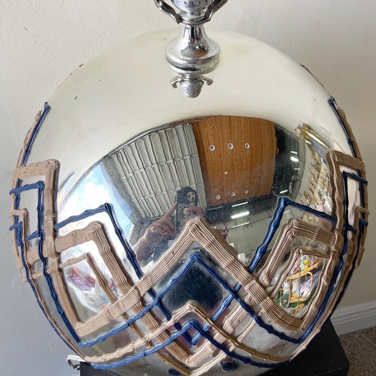 Mid Century Modern Spherical Mirrored Table Lamp For Sale at 1stDibs