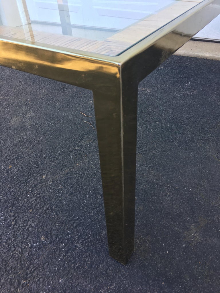 Mid-Century Modern Square Brass and Rattan Coffee Table, Milo Baughman ...