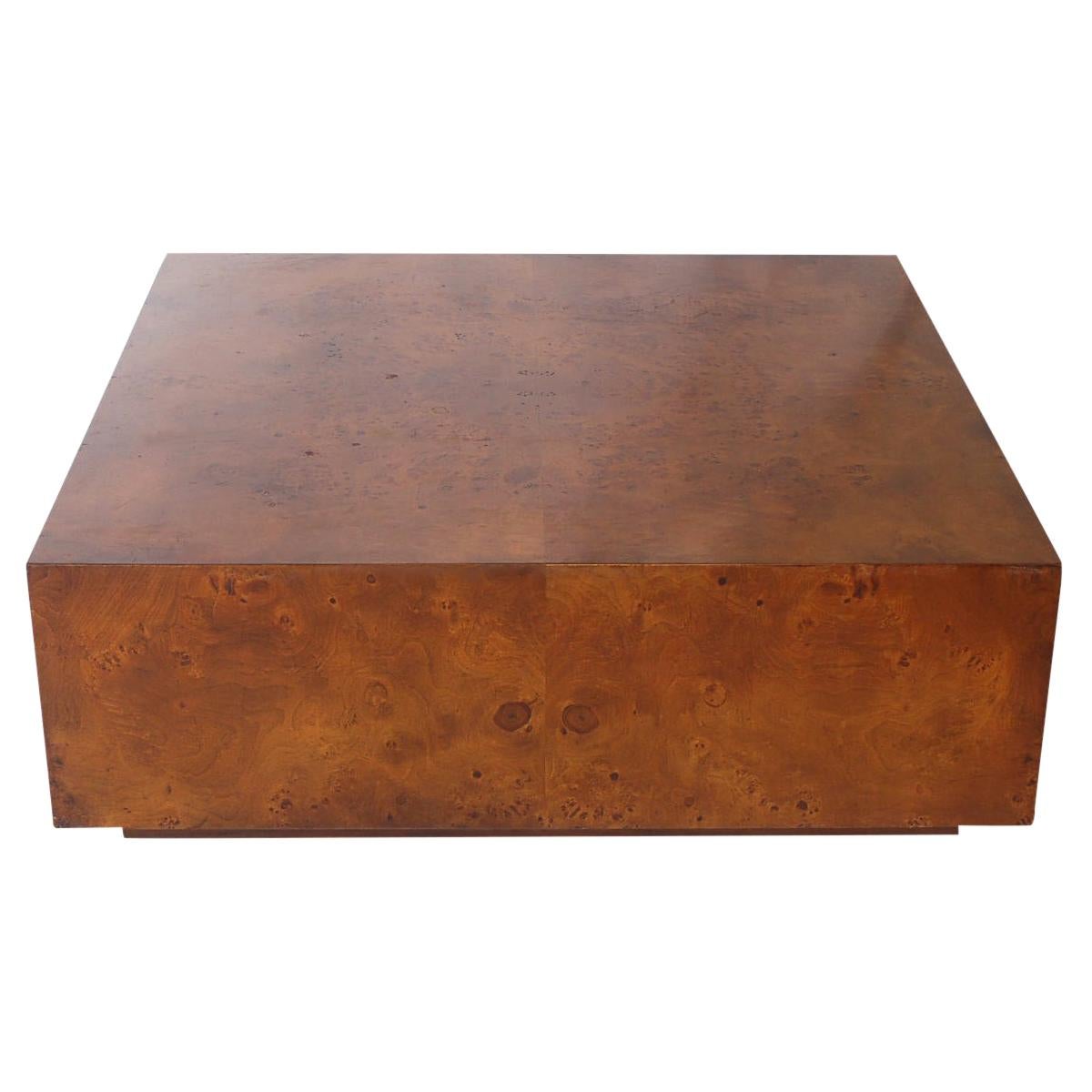 Mid-Century Modern Square Cocktail Table by Milo Baughman in Olive Burl ...