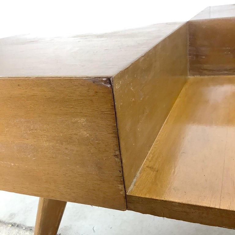 Mid-Century Modern Square Coffee Table with Two Drawers For Sale at 1stDibs