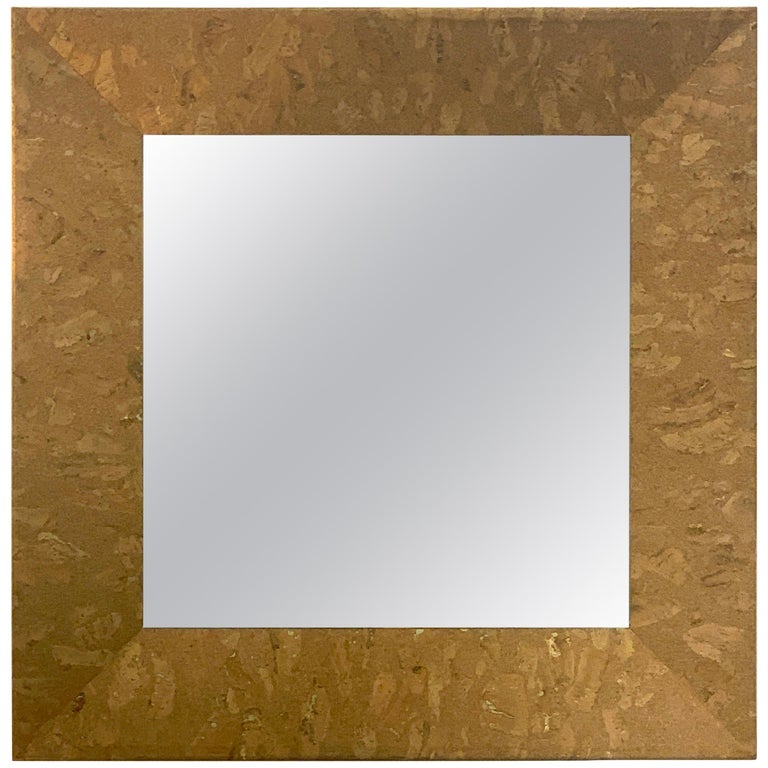 Mid-Century Modern Square Cork Mirror, Second Available For Sale at 1stDibs