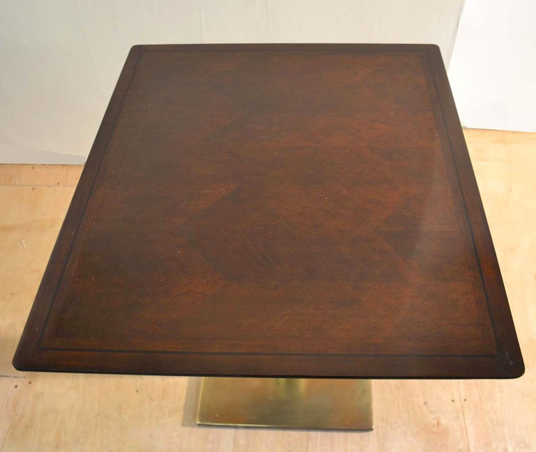 Mid-Century Modern Square Dining Table on Centre Base and Bronze Foot ...