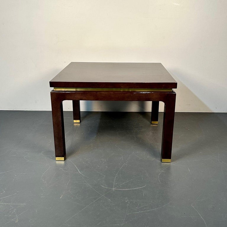 Mid-Century Modern Square Game / Center Table, Lacquer and Brass ...