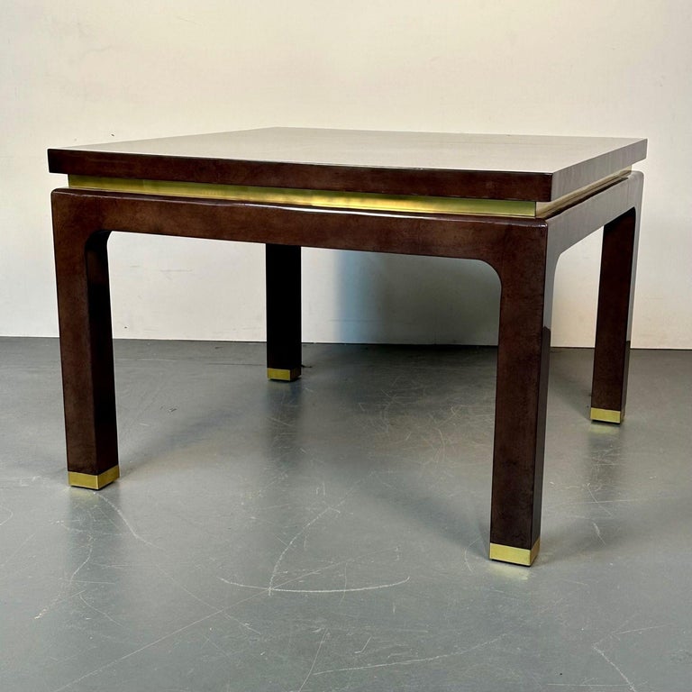 Mid-Century Modern Square Game / Center Table, Lacquer and Brass ...