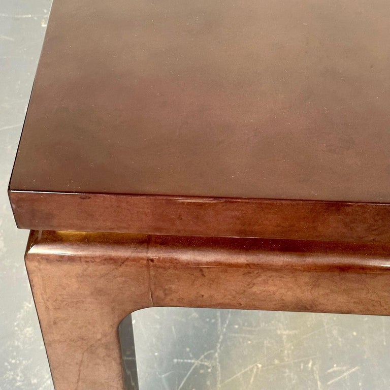 Mid-Century Modern Square Game / Center Table, Lacquer and Brass ...