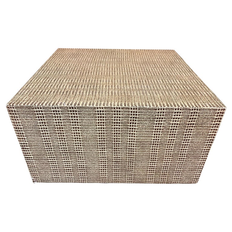 Mid-Century Modern Square Leather Cocktail Coffee Table For Sale at 1stDibs