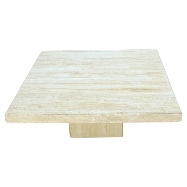 Mid-Century Modern Square Travertine Coffee Table For Sale at 1stDibs