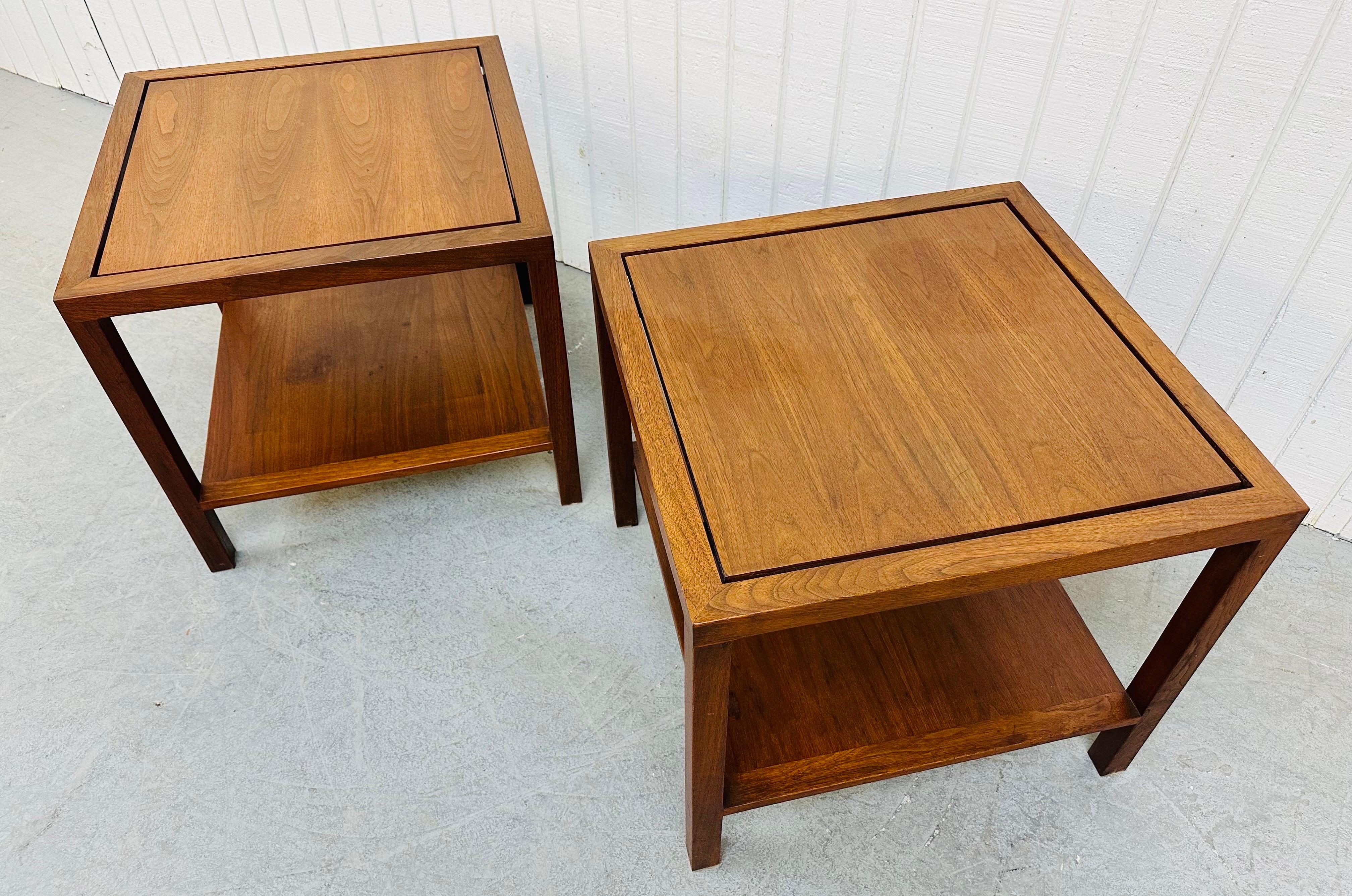 Mid-Century Modern Square Walnut Side Tables For Sale at 1stDibs
