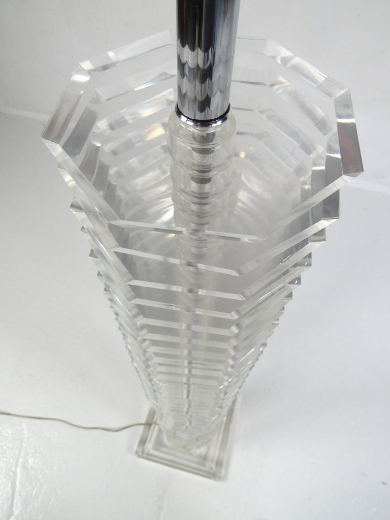 Mid-Century Modern Stacked Lucite Floor Lamp For Sale at 1stDibs
