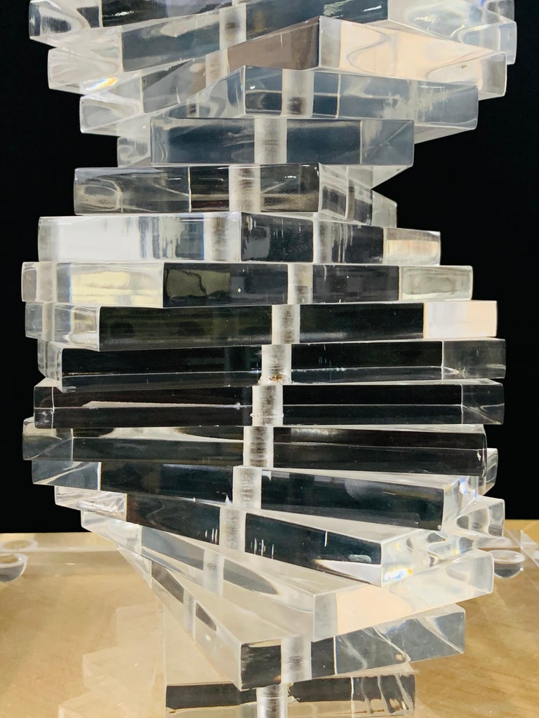 Mid-Century Modern Stacked Lucite Table Lamp "Grand Staircase", a Pair ...