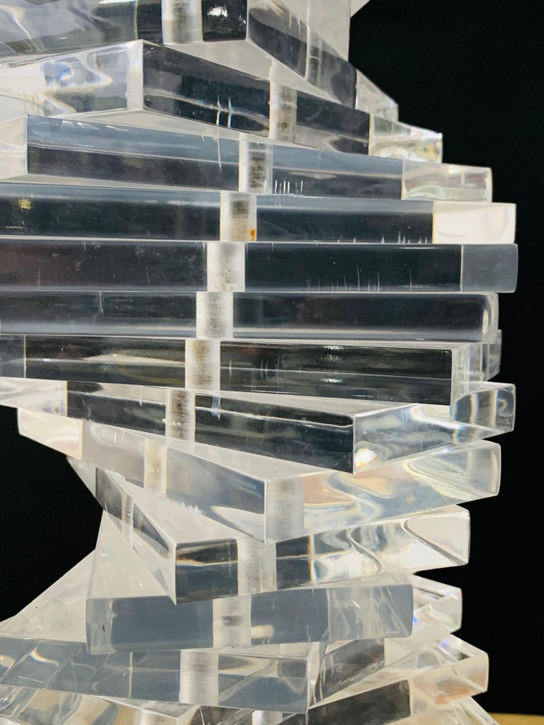 Mid-Century Modern Stacked Lucite Table Lamp "Grand Staircase", a Pair ...