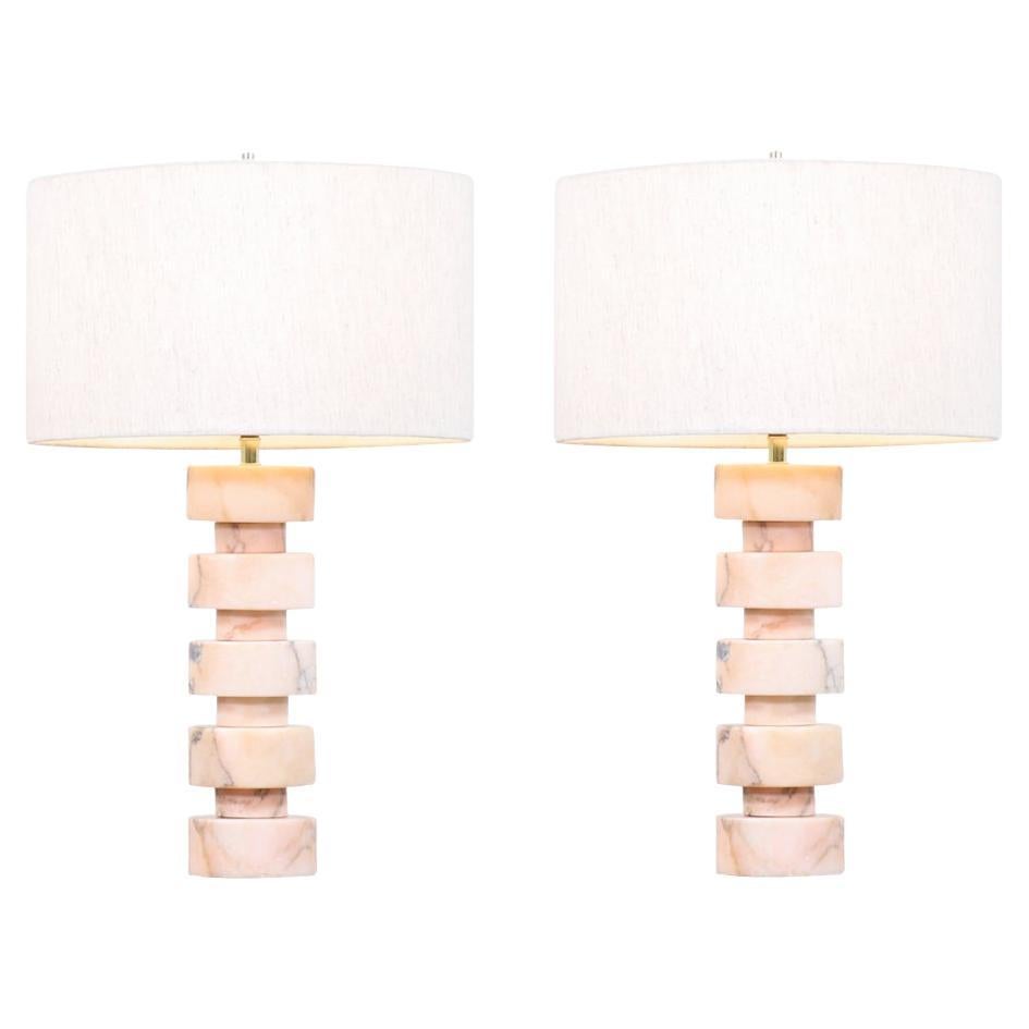 Stacked Marble Table Lamps at 1stDibs